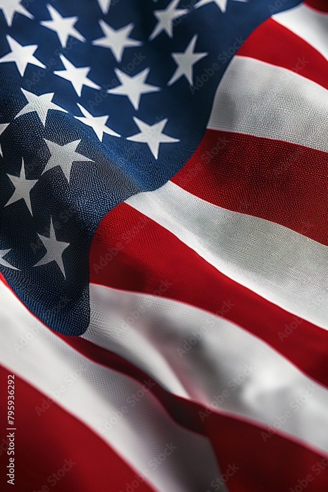 Close-up of flag of the United States. Clean and new national flag with ...