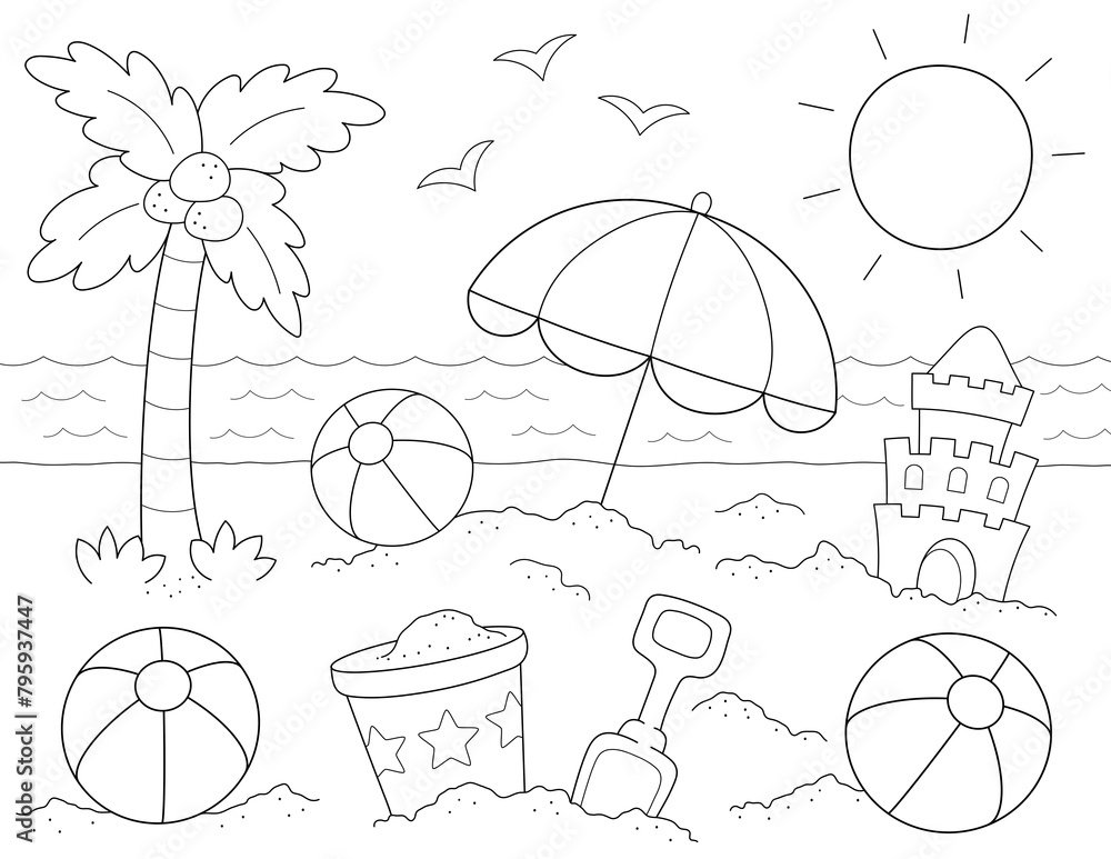 beach balls summer coloring page. you can print it on standard 8.5x11 ...