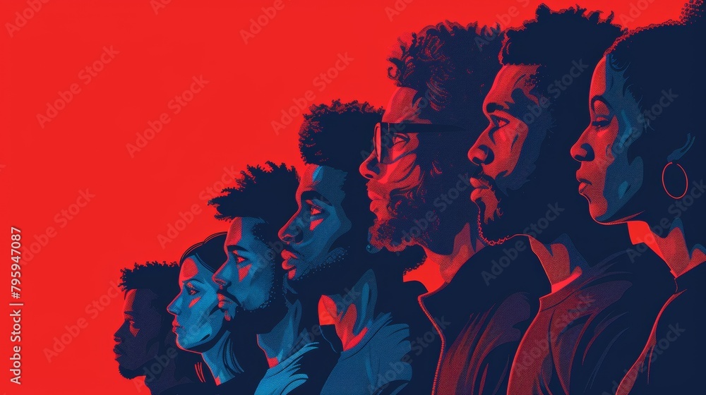 Strength in Diversity: Dynamic Duotone Stencil Art Illustration of a ...