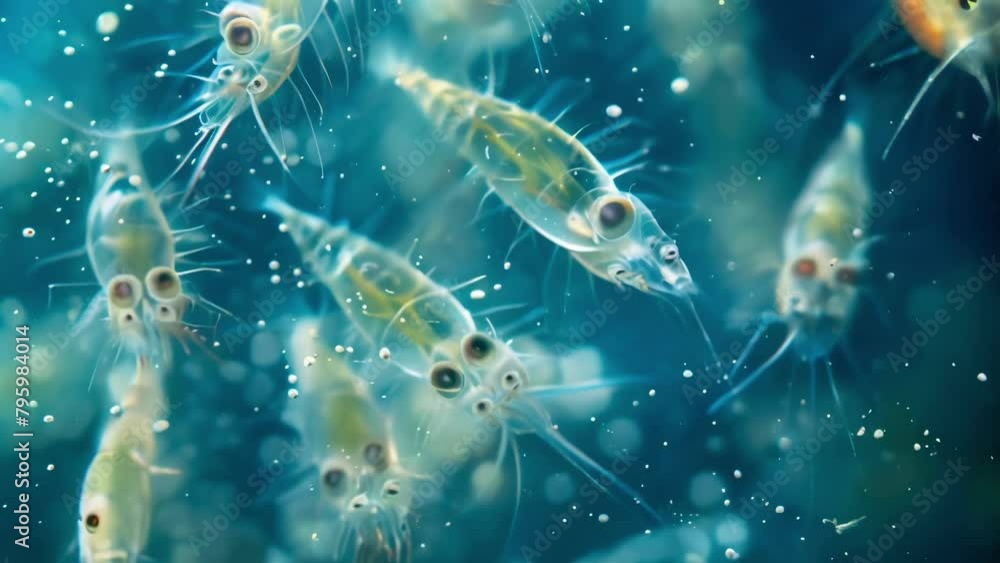 A microscopic view of zooplankton small aquatic animals in the midst of ...
