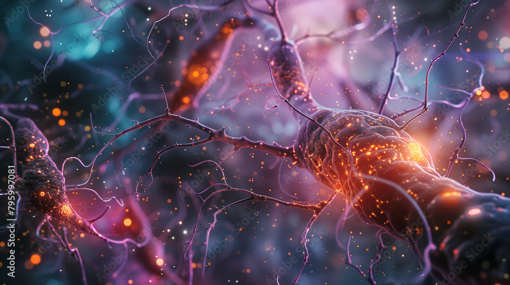 Neurons sending brain activity firing biology electrical nerve signal ...