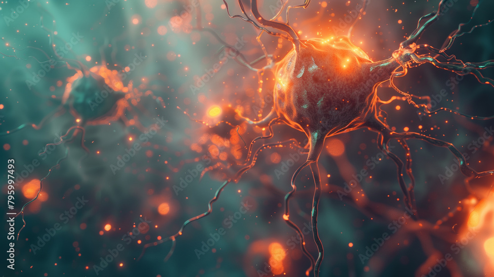 Photo & Art Print Neurons sending brain activity firing biology ...