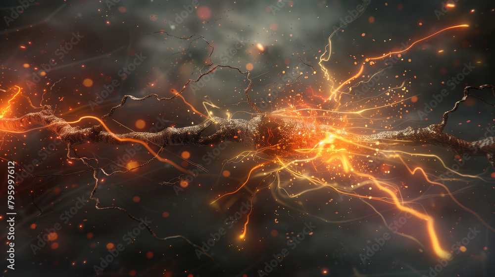 Neurons sending brain activity firing biology electrical nerve signal ...