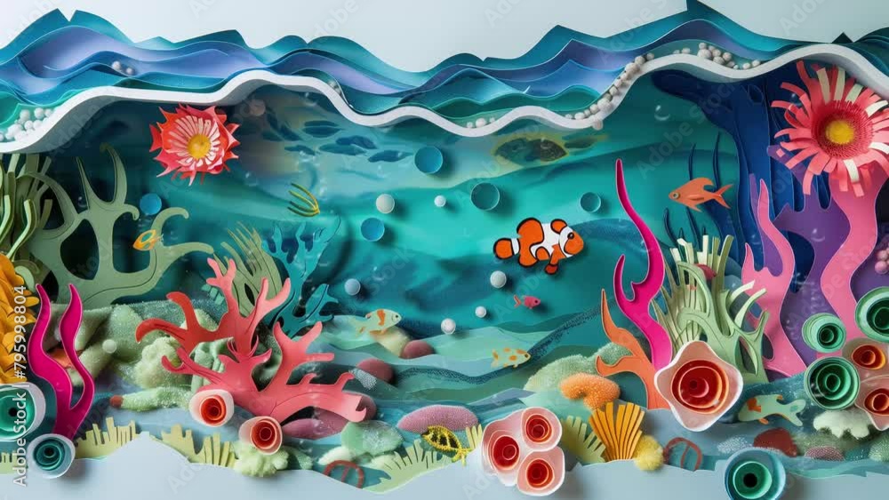 tidal pool paper cut template. seamless looping overlay 4k virtual ...