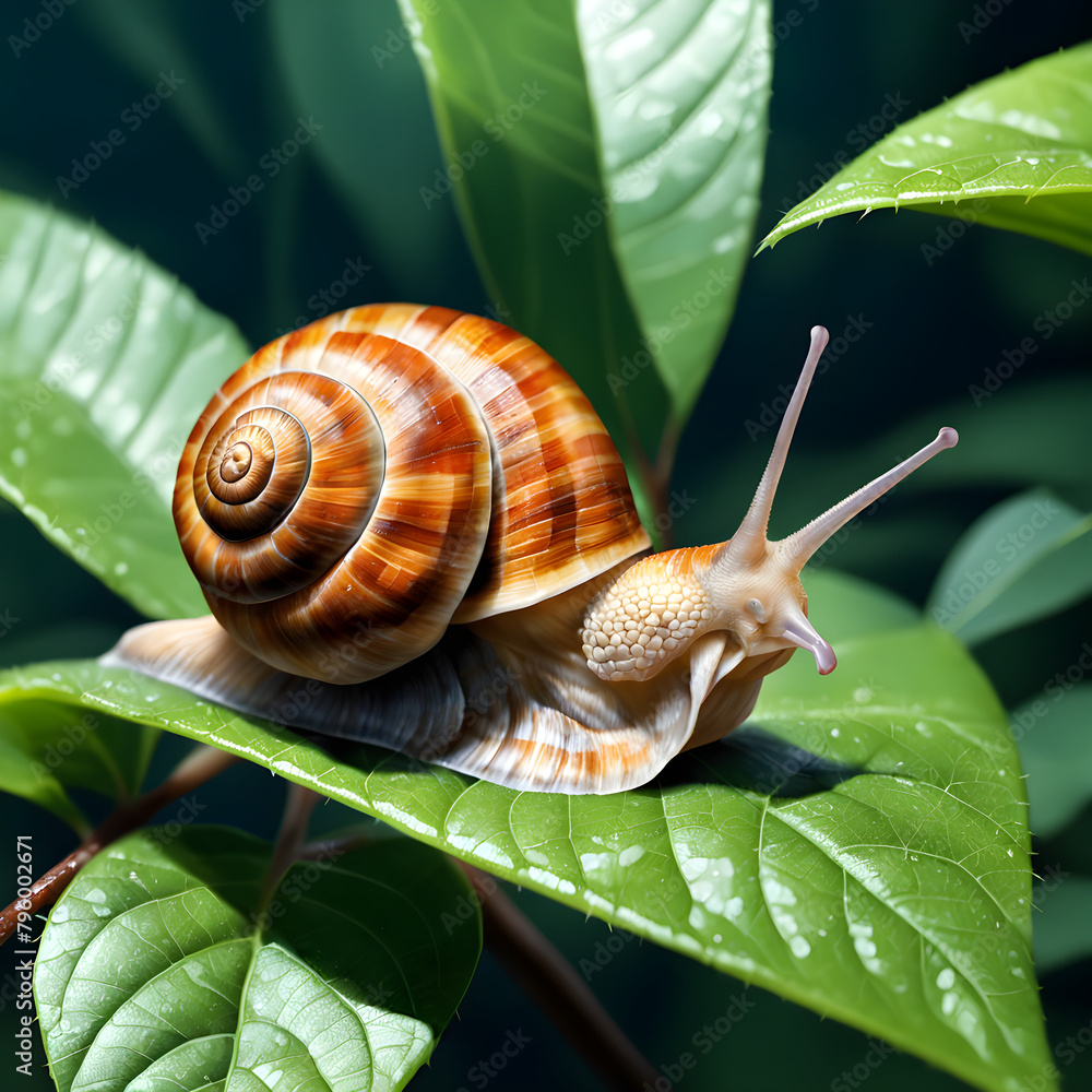 The delicate intricacies of a snail on a leaf come to life in this ...