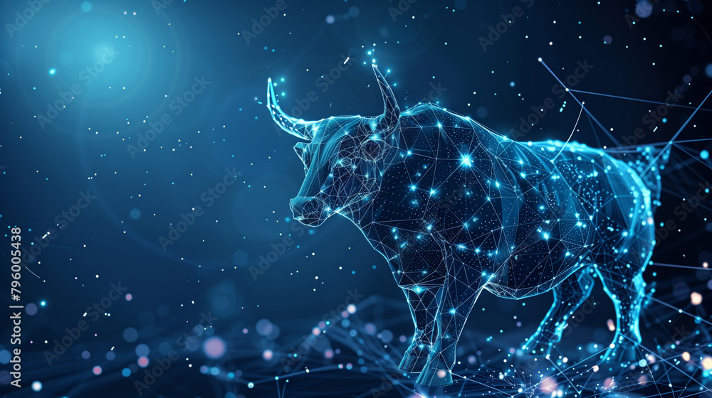 Digital Bull Constellation in Space, Symbolizing Taurus and Strength ...