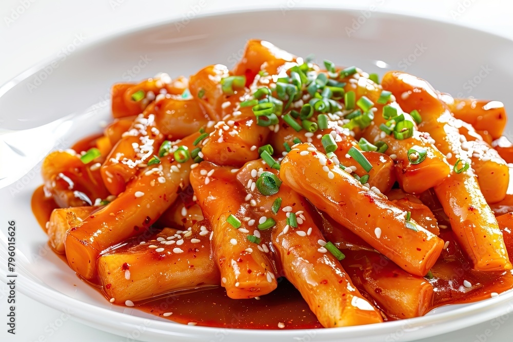 Tteokbokki or topokki, Korean street food, spicy rice cakes in red ...