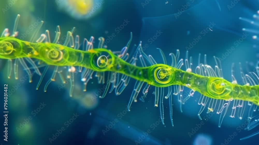 A microscopic view of a delicate phytoplankton colony its branching ...