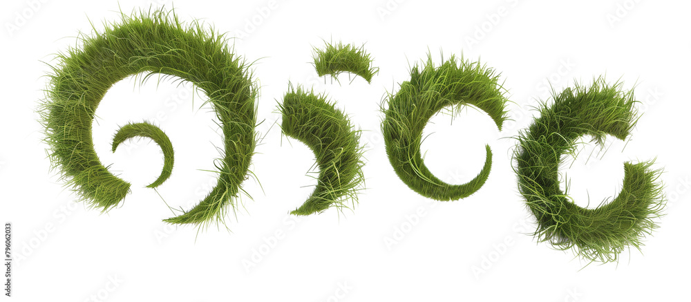 Series of grass circles decreasing in size, used in a modern landscape ...
