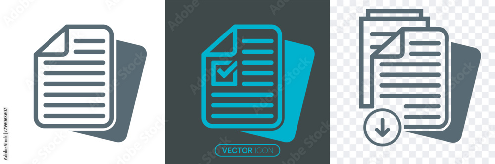 Document icons in different styles. Paper document page icon For ...