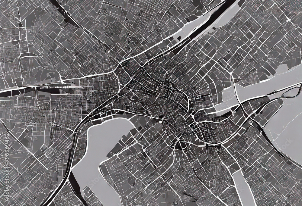 'isolated grey Vector black roads France background Colombes map city ...