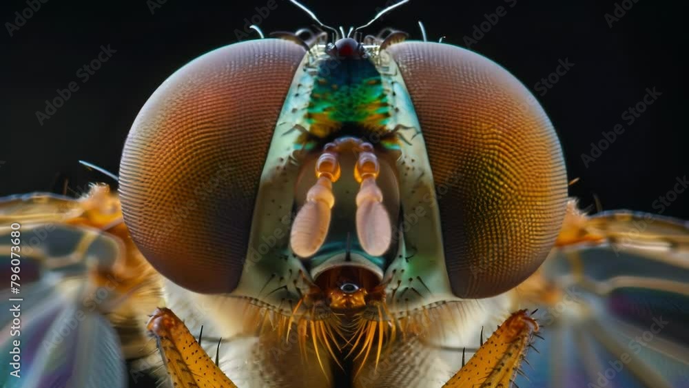 A crosssection of the houseflys compound eyes revealing the unique ...