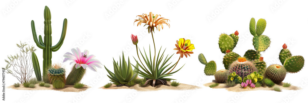 set of desert flowers, each with their own unique adaptations and ...