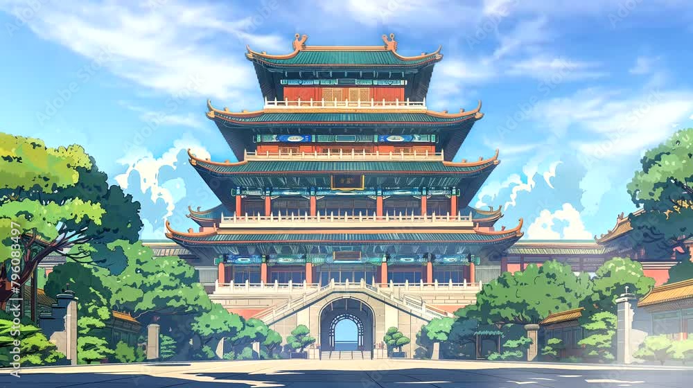 Vidéo Stock Historic building of Chinese Palace. Ancient concept, anime ...