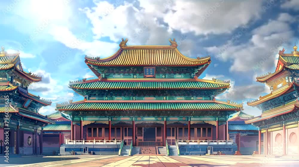 Historic building of Chinese Palace. Ancient concept, anime ...