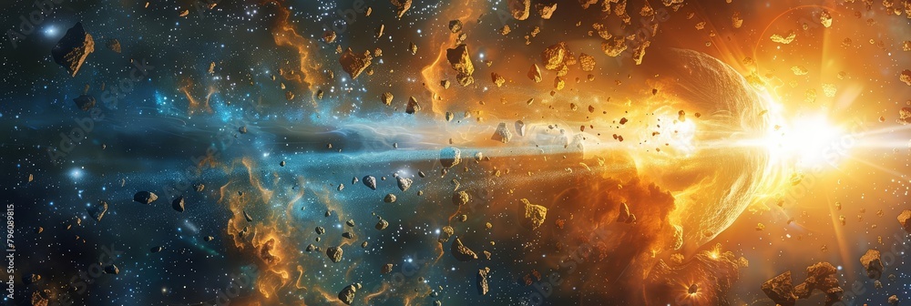 A comet races through space, its tail of ice and dust illuminating like ...