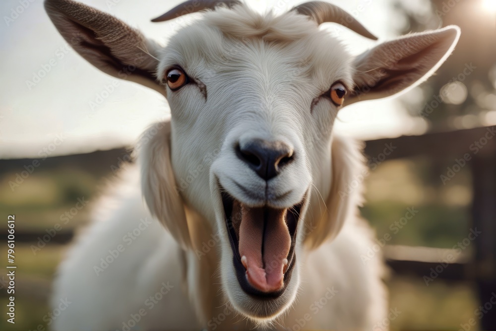 'portrait tongue showing funny goat animal farm children lick licking ...