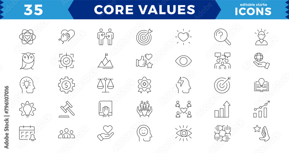 Simple Pixel Perfect Set of Core Values, Goals and Target Related ...