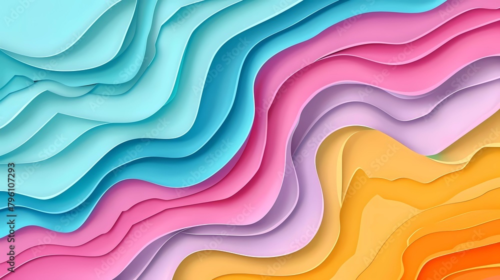 Multi layer color texture of 3D paper cut layers in gradient vector ...