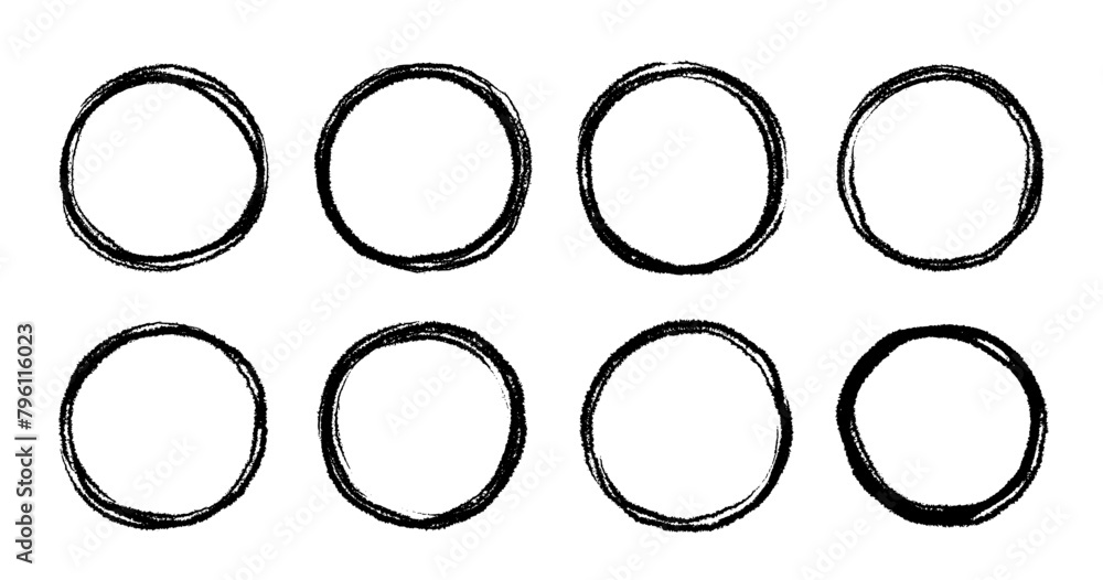 Round circular logo hand drawn brush stroke icon frame element. Round ...