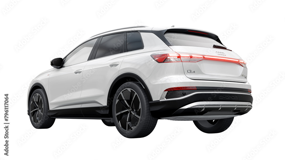 Berlin. Germany. March 11, 2024. Audi Q4 e-tron 2022. White modern ...