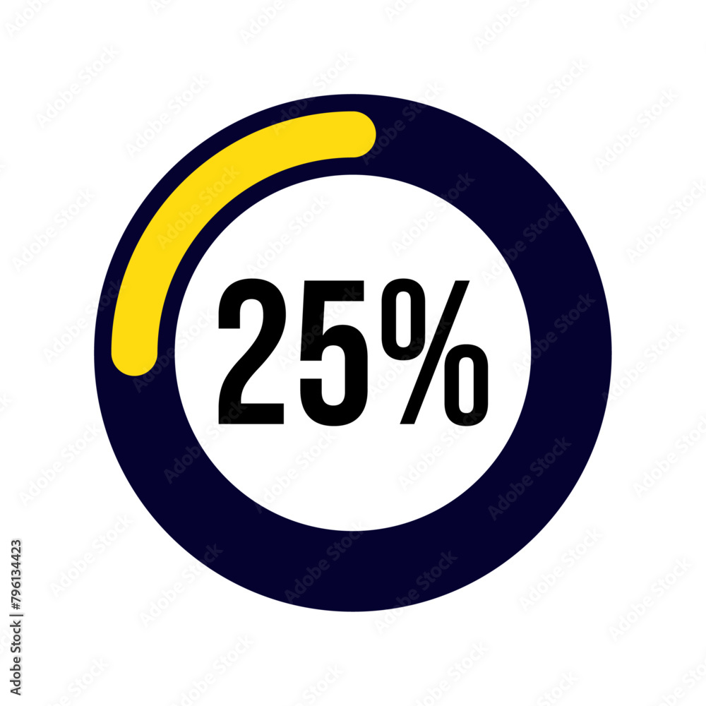 25 Percentage circle, 25% Circle loading and circle progress, 25 ...