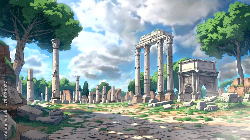 Majestic ruins tracing the footsteps of ancient building. Ancient ...