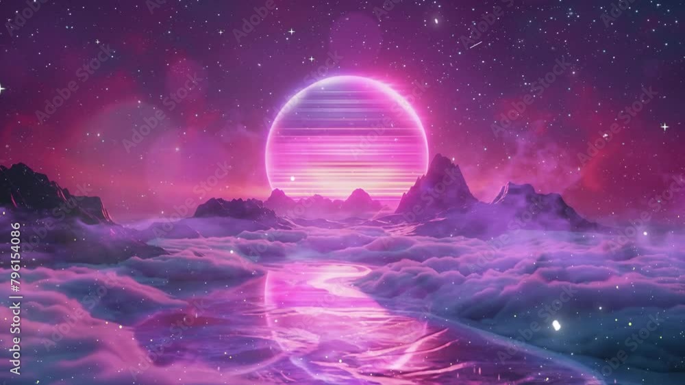 80s retro synthwave background. 80er jahre retro synthwave hintergrund. seamless looping overlay ...