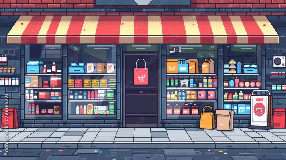 E-commerce: A vector illustration of a digital storefront Stock ...