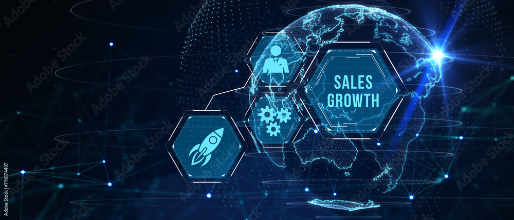 Sales growth, increase sales or business growth concept. 3d ...