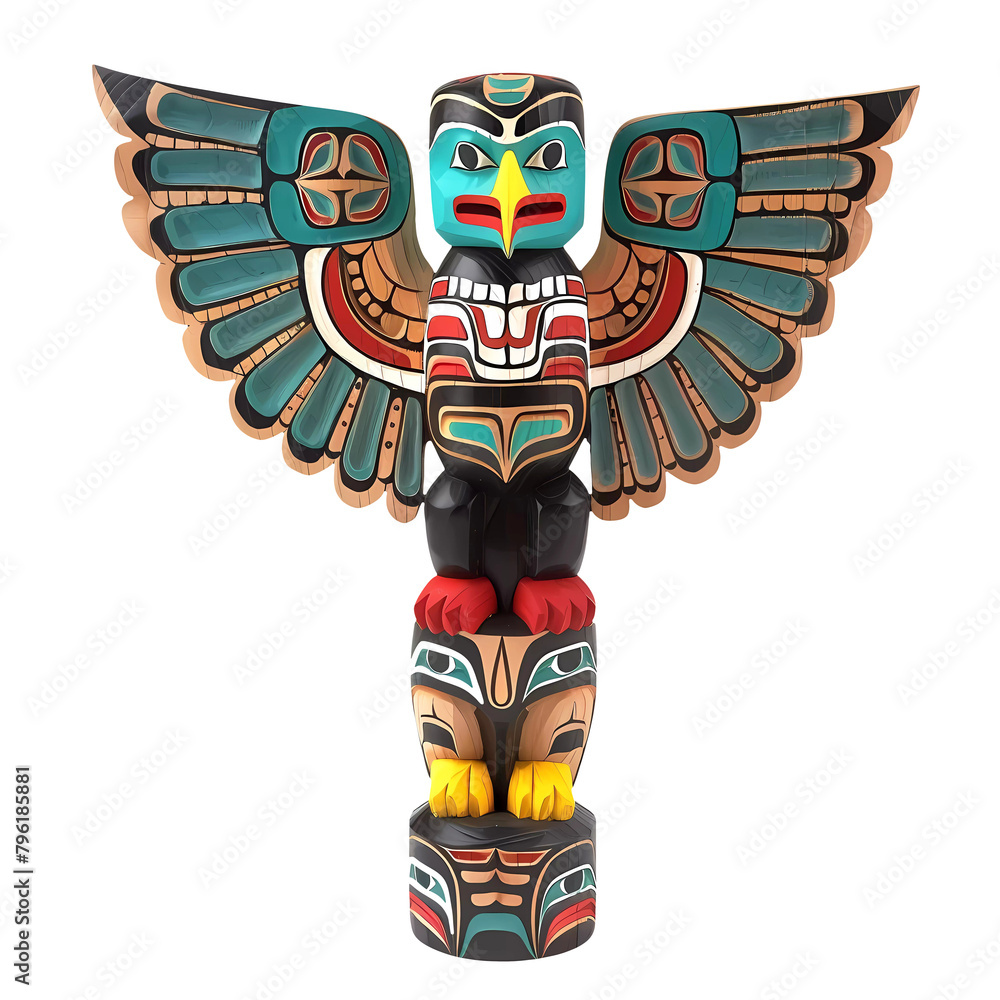 Native american wooden totem on transparent background. Generative ai ...