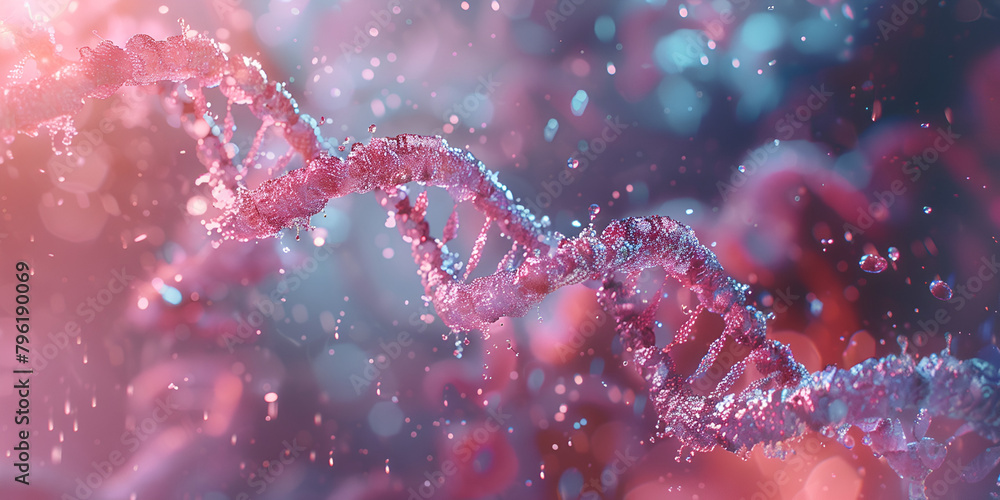 Pastel pink lightshaded backdrop featuring DNA chromosomes and a double ...