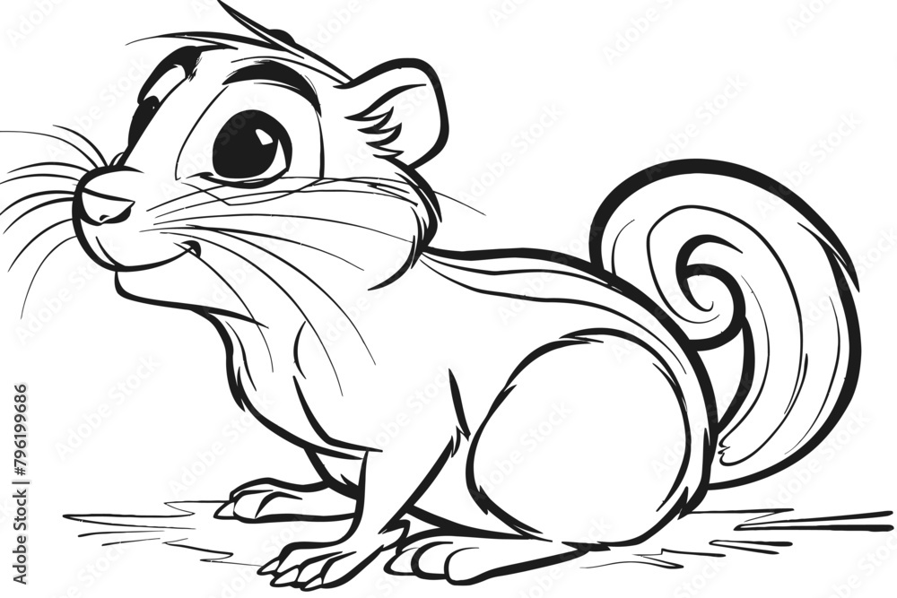 basic cartoon clip art of a Chipmunk, bold lines, no gray scale, simple ...