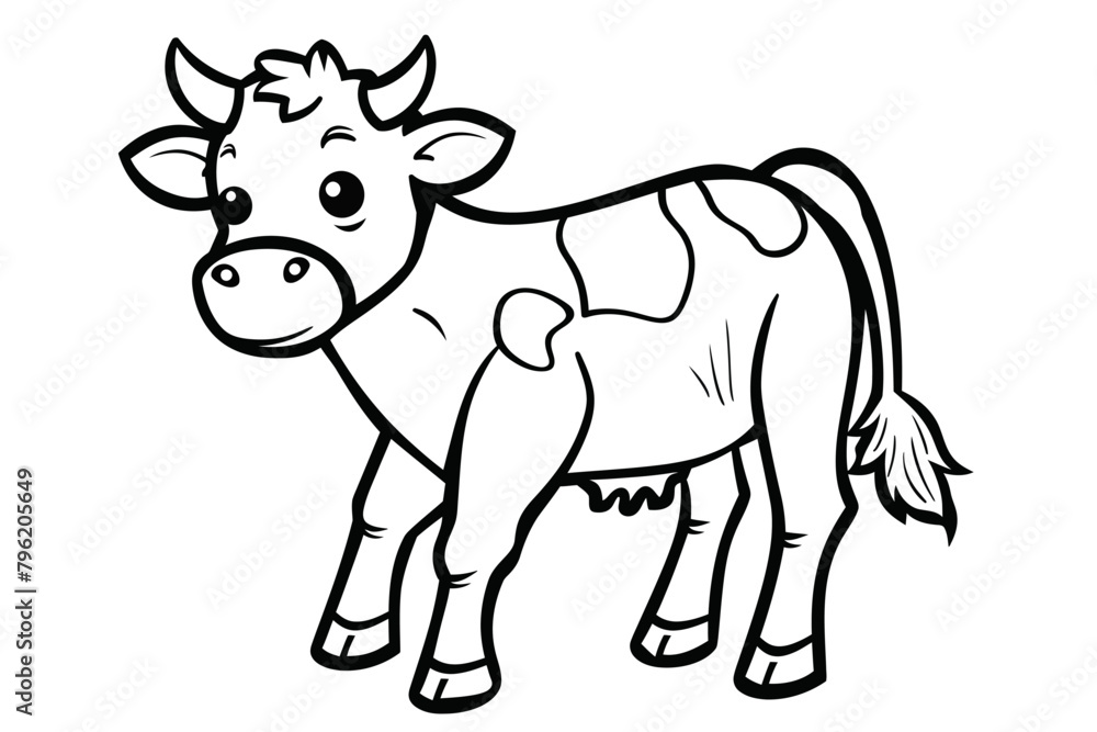 basic cartoon clip art of a Cow, bold lines, no gray scale, simple ...