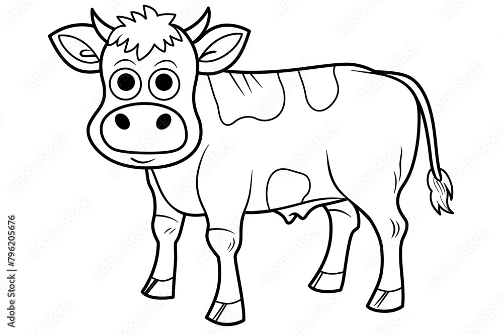 basic cartoon clip art of a Cow, bold lines, no gray scale, simple ...