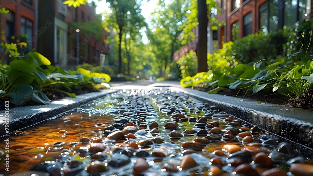 Efficient urban drainage system for managing rainwater in city streets ...