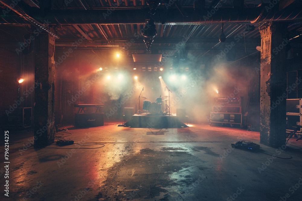 Underground Music Venue with Grunge Aesthetic An underground music ...
