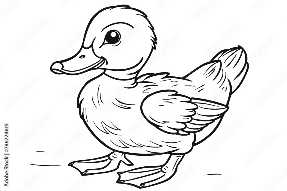 basic cartoon clip art of a Duck, bold lines, no gray scale, simple ...