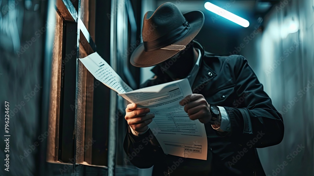An undercover agent retrieves secret files from a secure vault ...