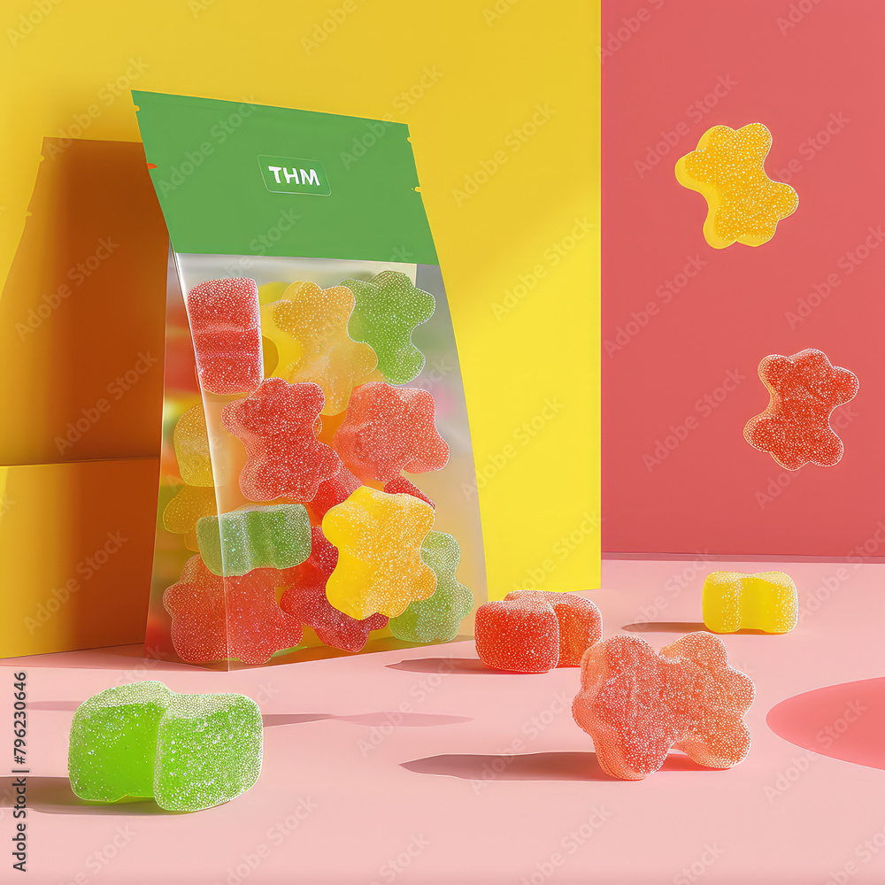 Delicious colorful marmalade Candy in squire shape fruits wedges. Jelly ...