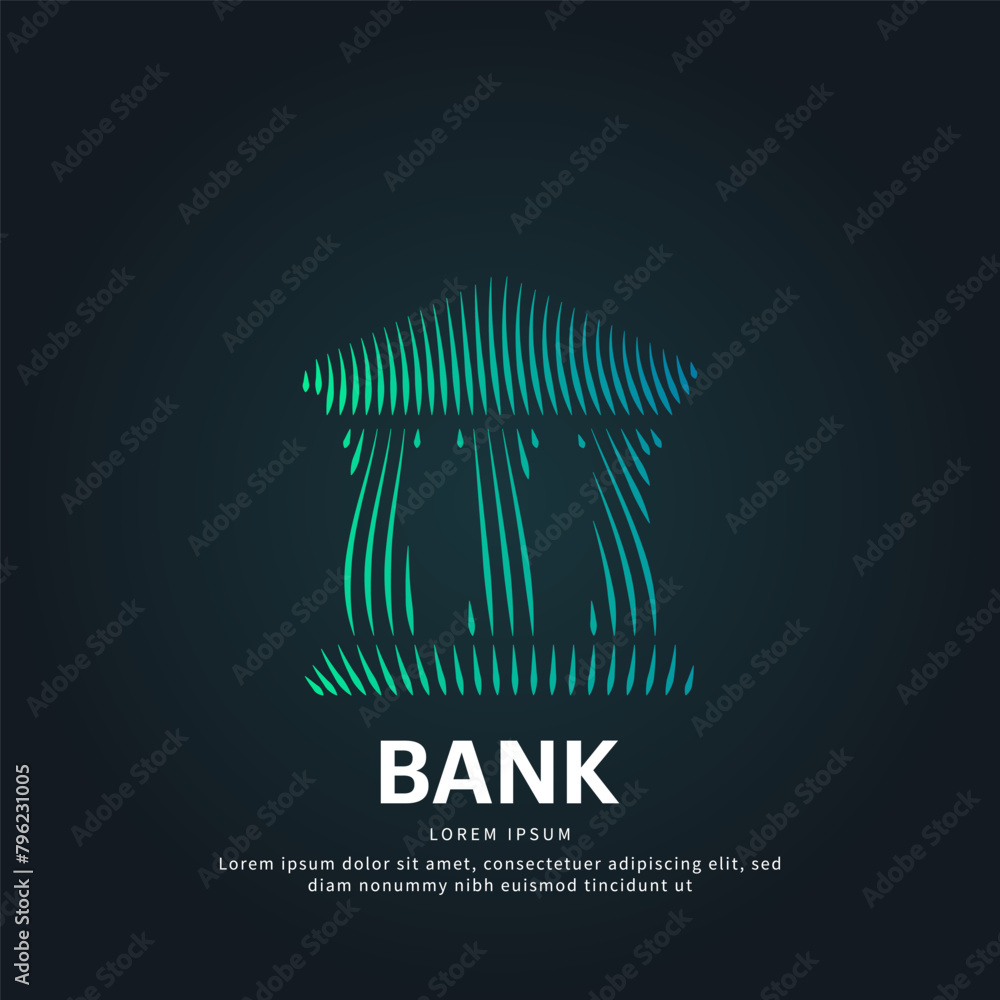 simple logo Bank Illustration in a linear style. Abstract line art Bank ...