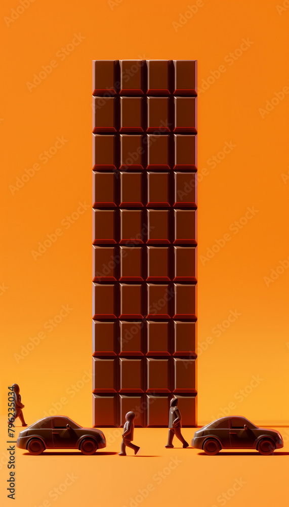 Chocolate bar creative advertising banner. Chocolate city with ...