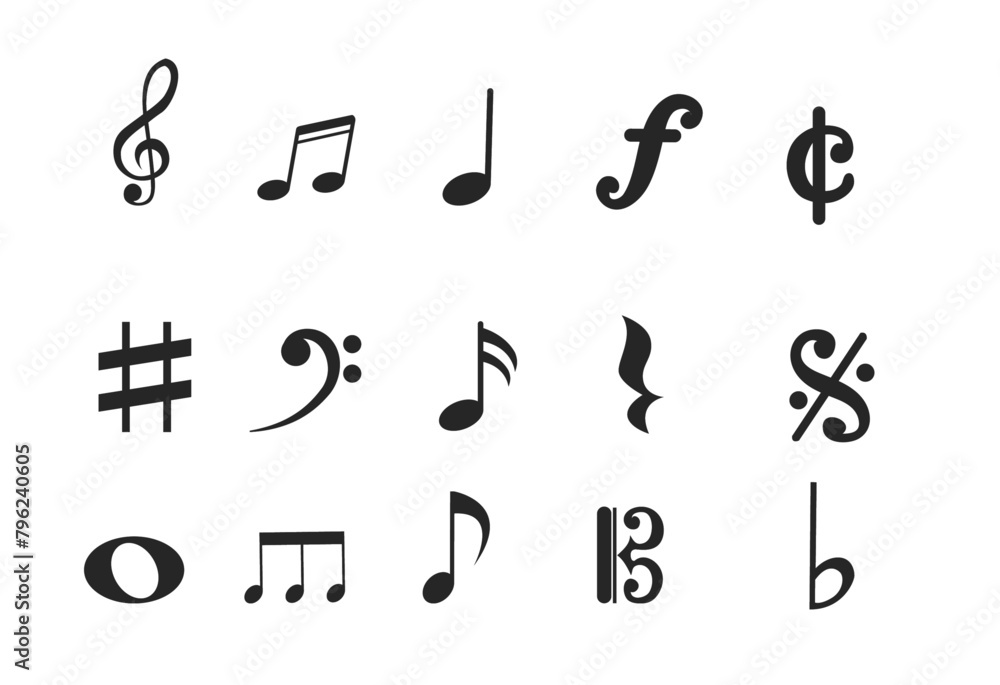 music, note, vector, icon, clef, song, symbol, notation, sheet, sign ...