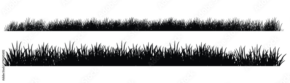 Grass silhouette seamless pattern. Nature lush landscape background ...