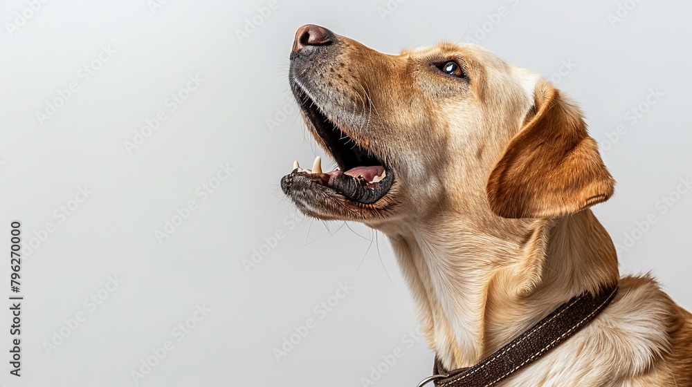 Intense dog on leash expressing raw emotion and energy in a minimalist ...