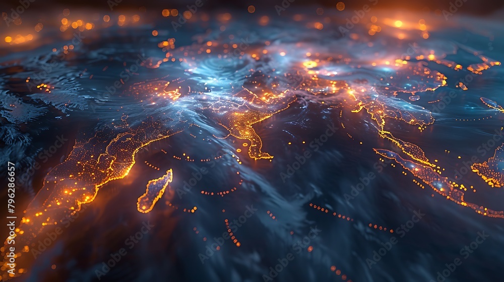 Design a digital visualization of a detailed world map that highlights ...