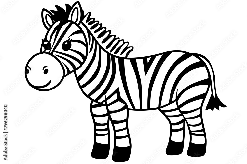 basic cartoon clip art of a Zebra, bold lines, no gray scale, simple ...