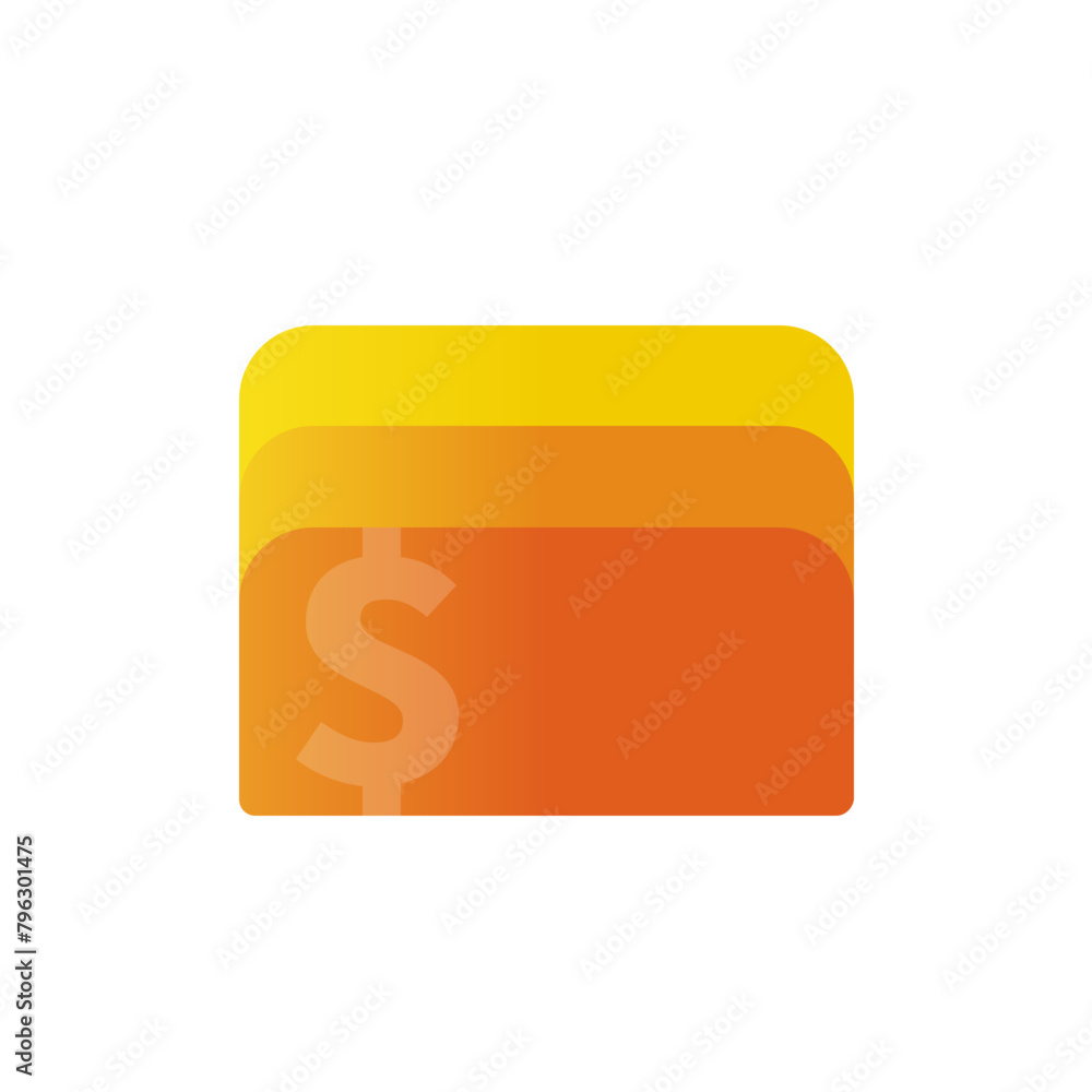 gradient orange yellow wallet icon payment app symbol vector credit ...