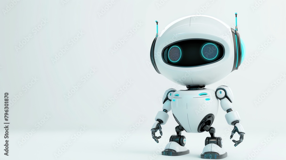 Cute and friendly robot standing and looking at the camera with a ...