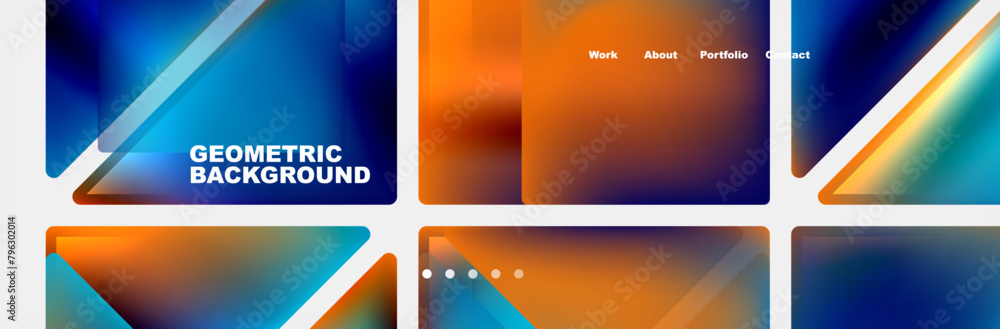 Colorfulness of blue and orange geometric backgrounds in various tints ...